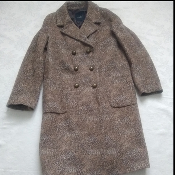 Talbots | Jackets & Coats | Talbots Leopard Brushed Wool Double Breasted Long Coat | Poshmark